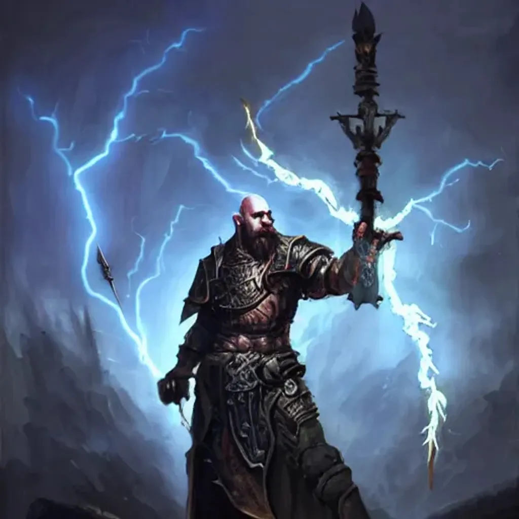 A painting of a very old pale dnd Goliath wizard, on...