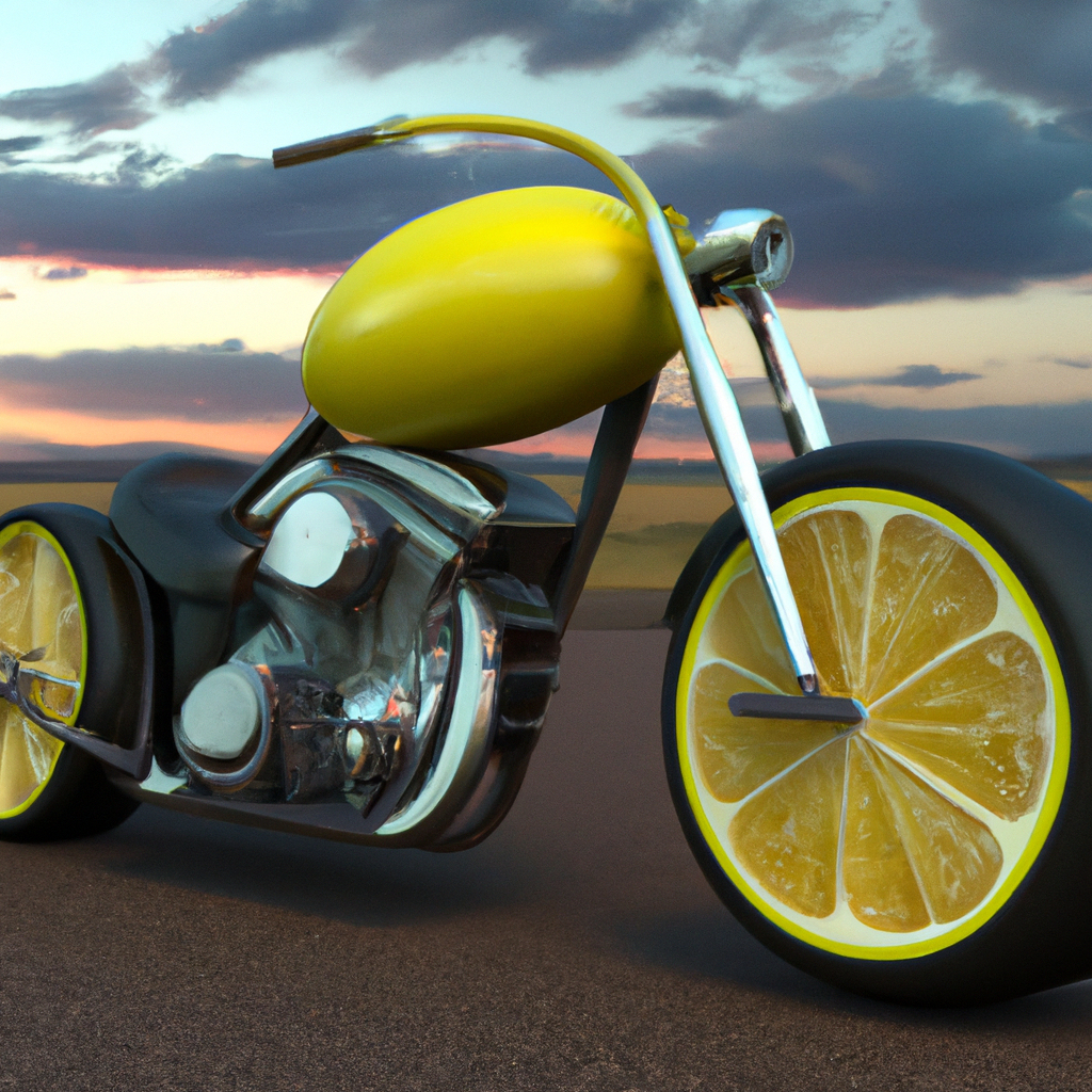 Big motorcycle with a lemon design highly detailed,...