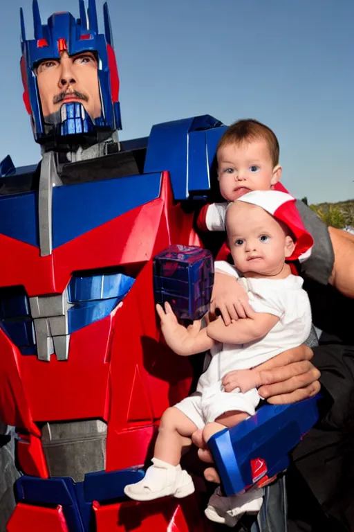 Optimus Prime holding Shia LaBeouf as Virgin Mary an... | OpenArt
