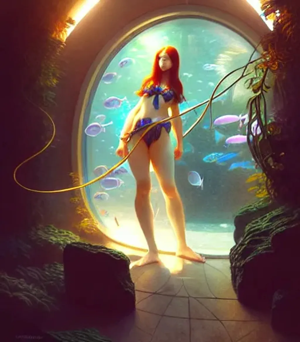 cute girl in an aquarium, fantasy, highly detailed,... | OpenArt