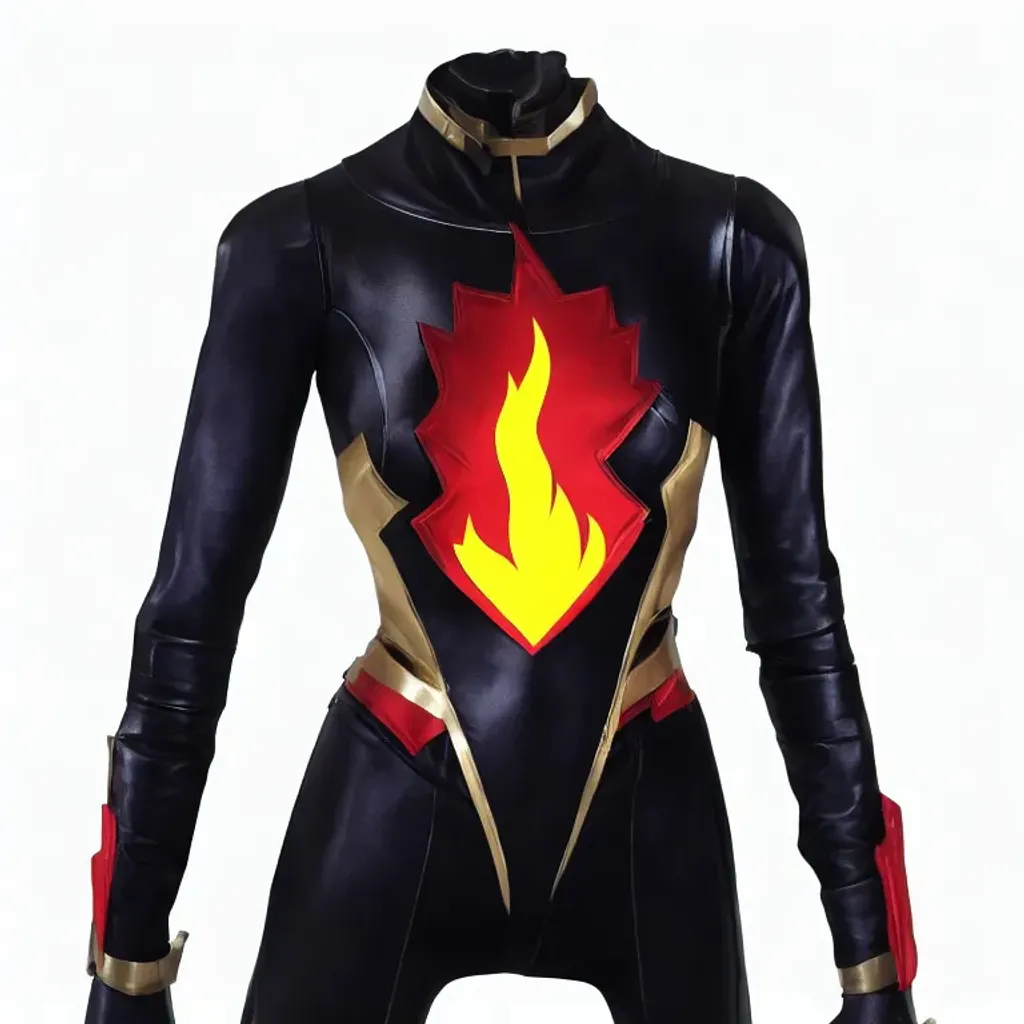 Female Fire Superheroine Outfit, Design by John Booth | OpenArt