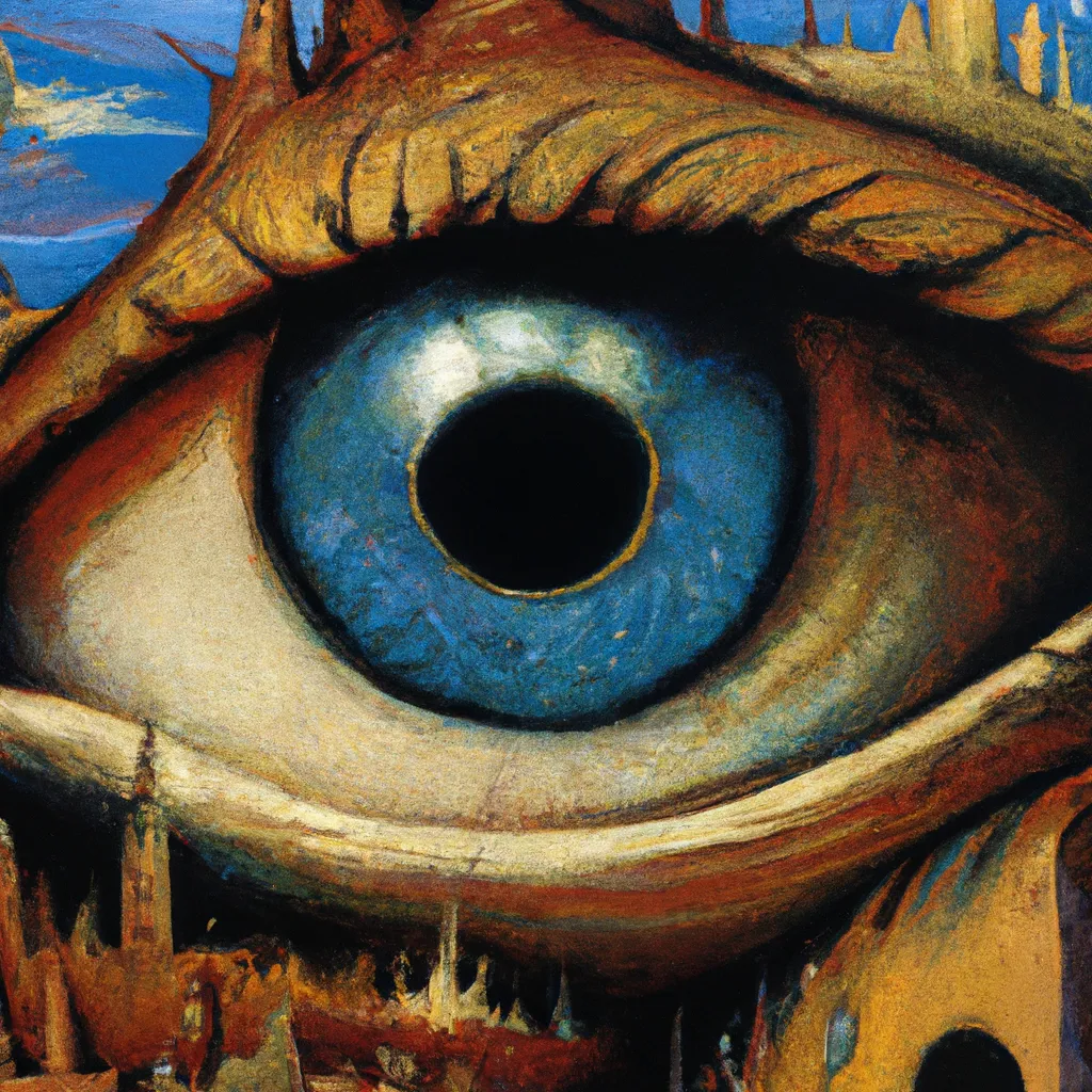 The World's Eye, a sharp, detailed, textured oil pai...