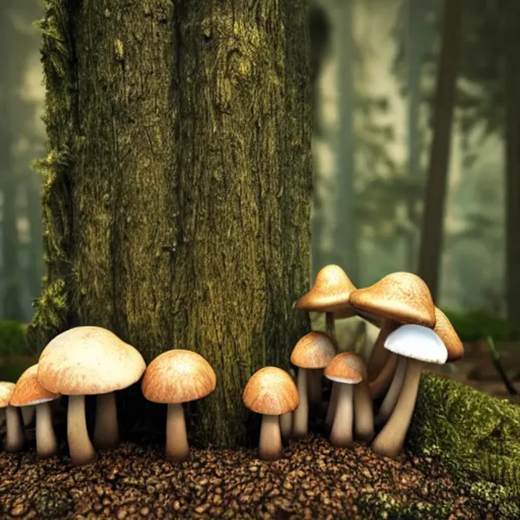 Photo of mushrooms in the forest, natural light, sof... | OpenArt