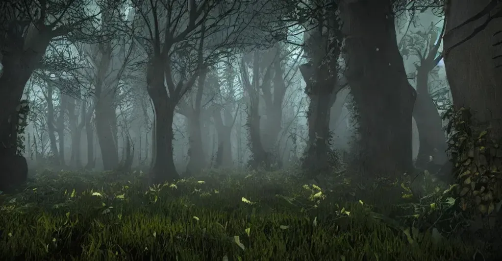 make a realistic very dark forest