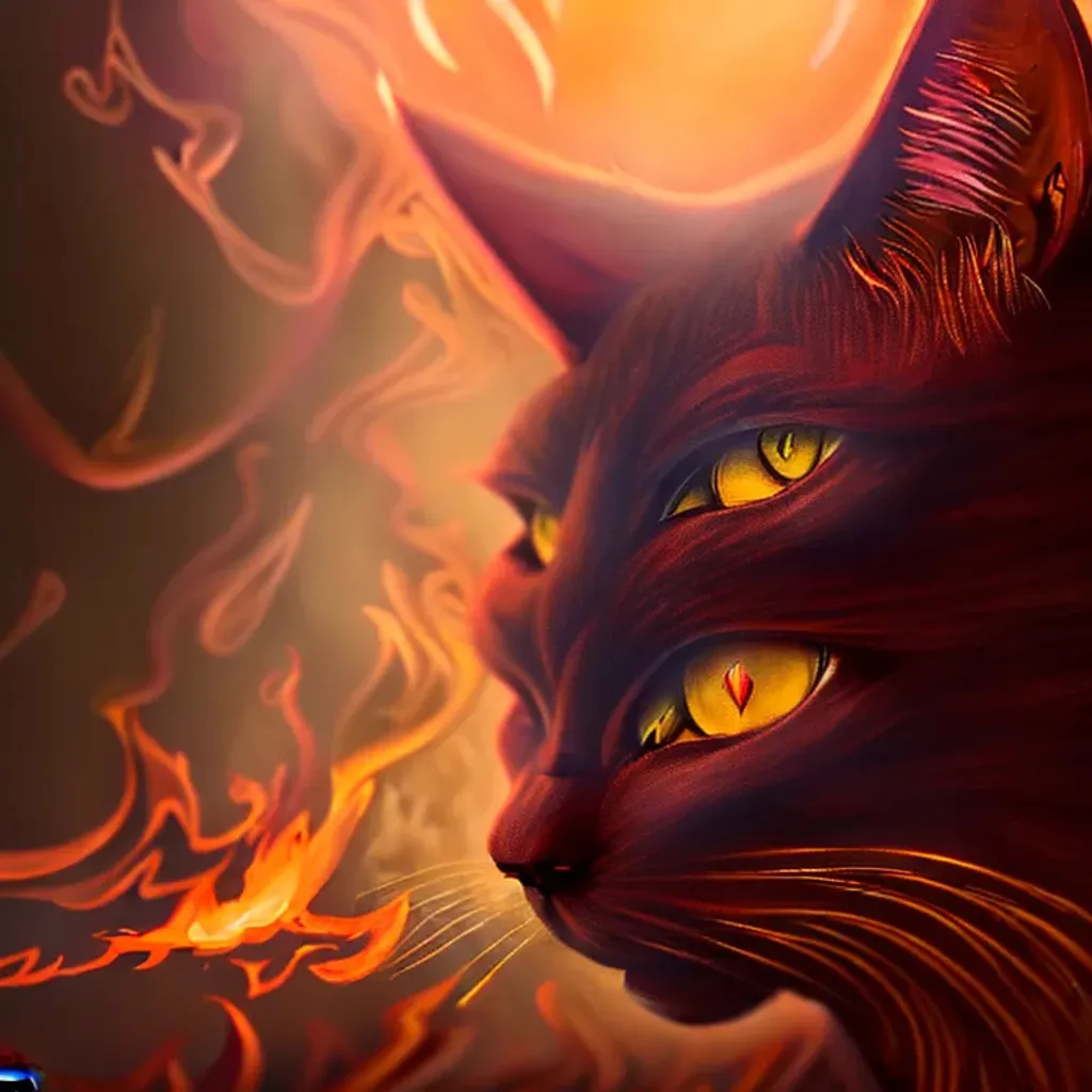 closeup portrait shot of a cat, the cat is in hell a... | OpenArt