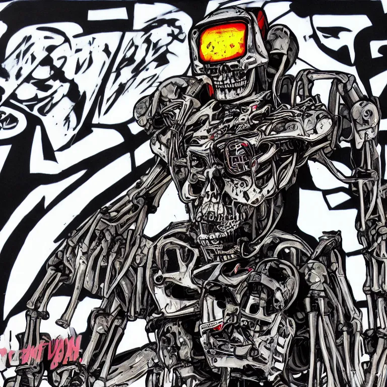 terminator skeleton robot, overlord style, cyber, gr... | OpenArt
