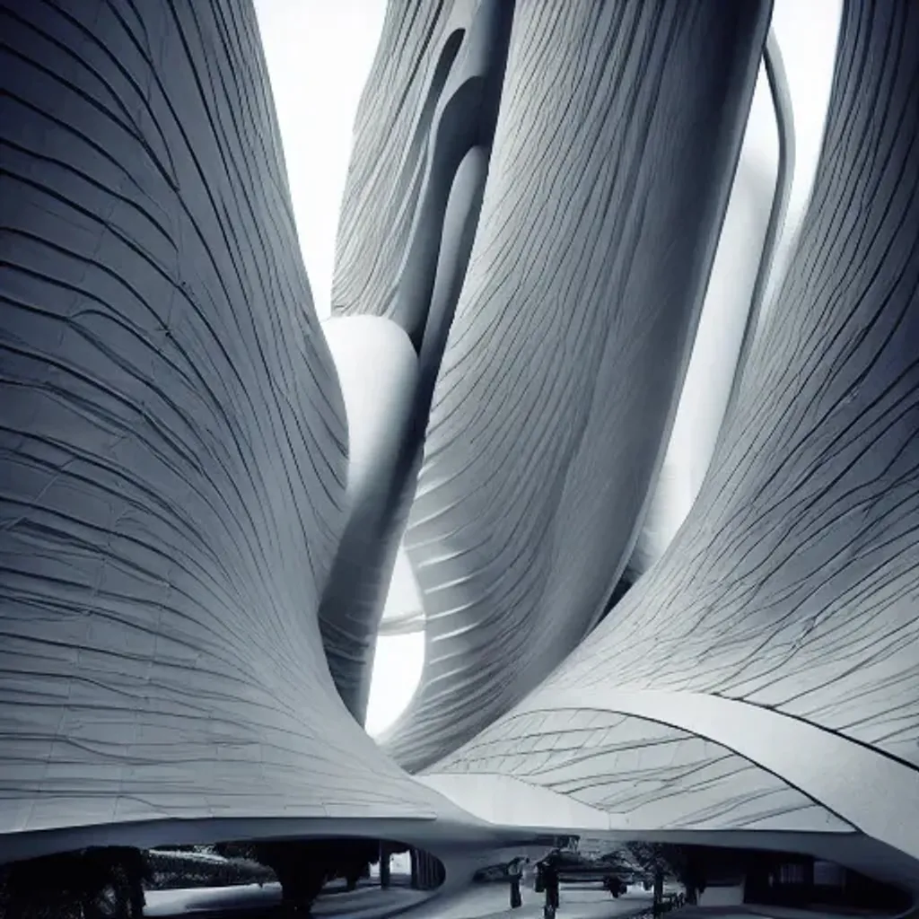 a zaha hadid building in a stunning landscape by ans...