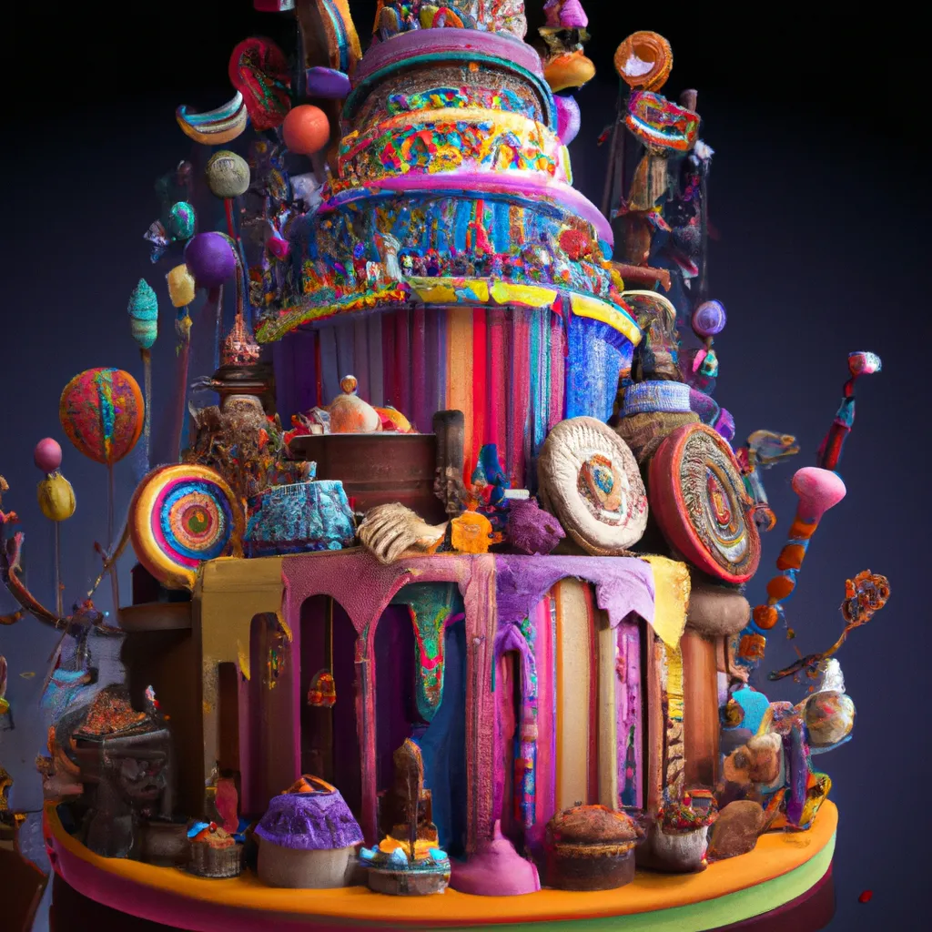 Giant maximalism cake, digital art | OpenArt