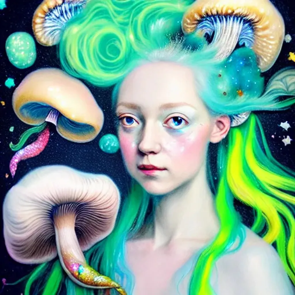 Rococo Pastel mermaid, lemons, portrait, Beautiful m... | OpenArt