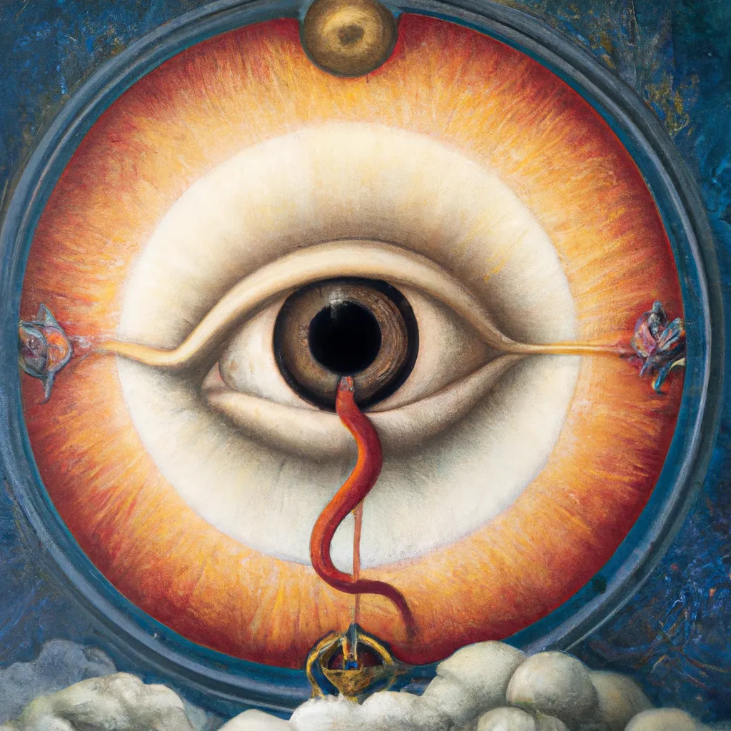 Giant eye, beautiful renaissance painting, celestial