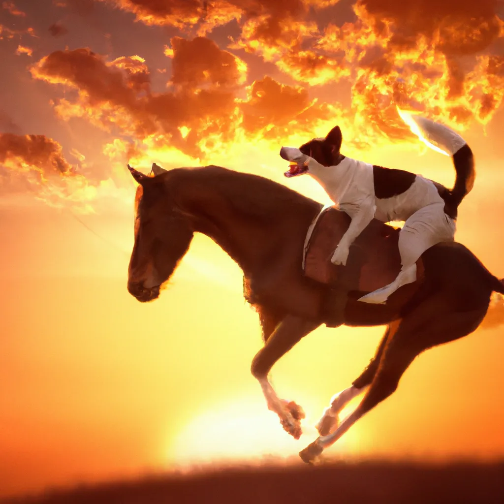 Horse and rider in a beatifull sunset with a valley... | OpenArt