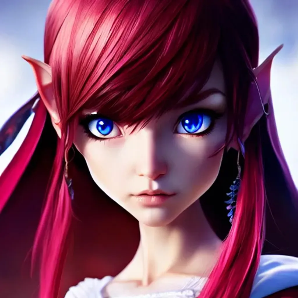 Elf imp girl portrait, digital art, highly detailed,... | OpenArt