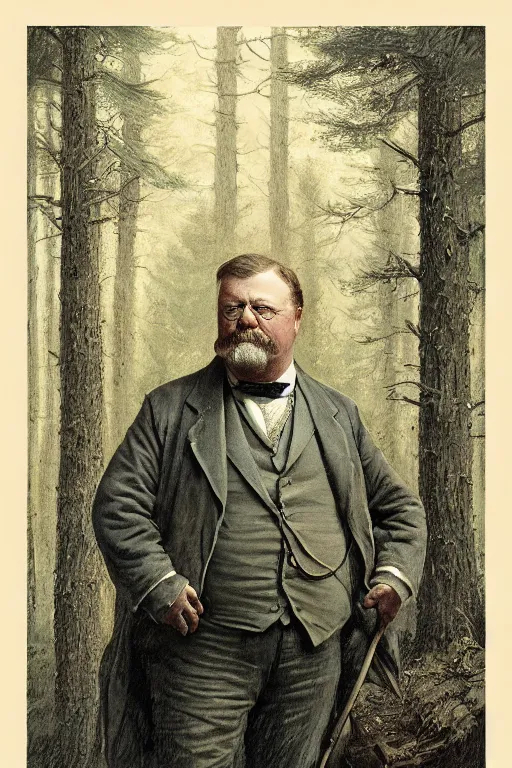 portrait of a cute heavyset President Theodore Roose...