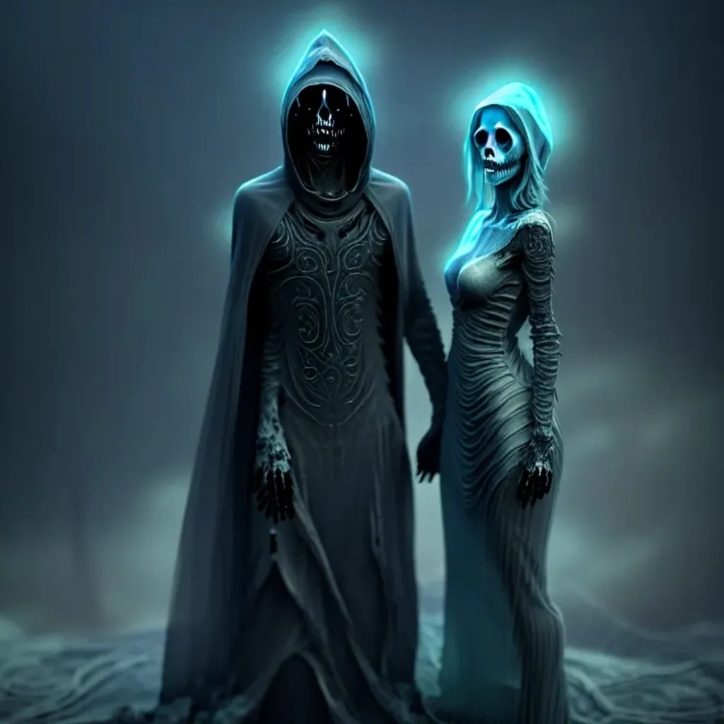 male undead Lich Necromancer wearing void hood, fema... | OpenArt