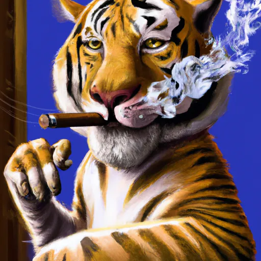 Tiger smoking a cigar. in the style of Larry Elmore,... | OpenArt