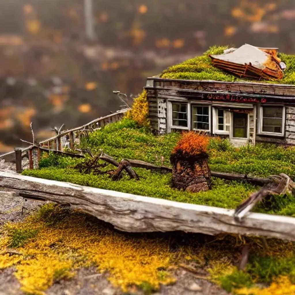 miniature world in a box on a desk at night, autumn,... | OpenArt