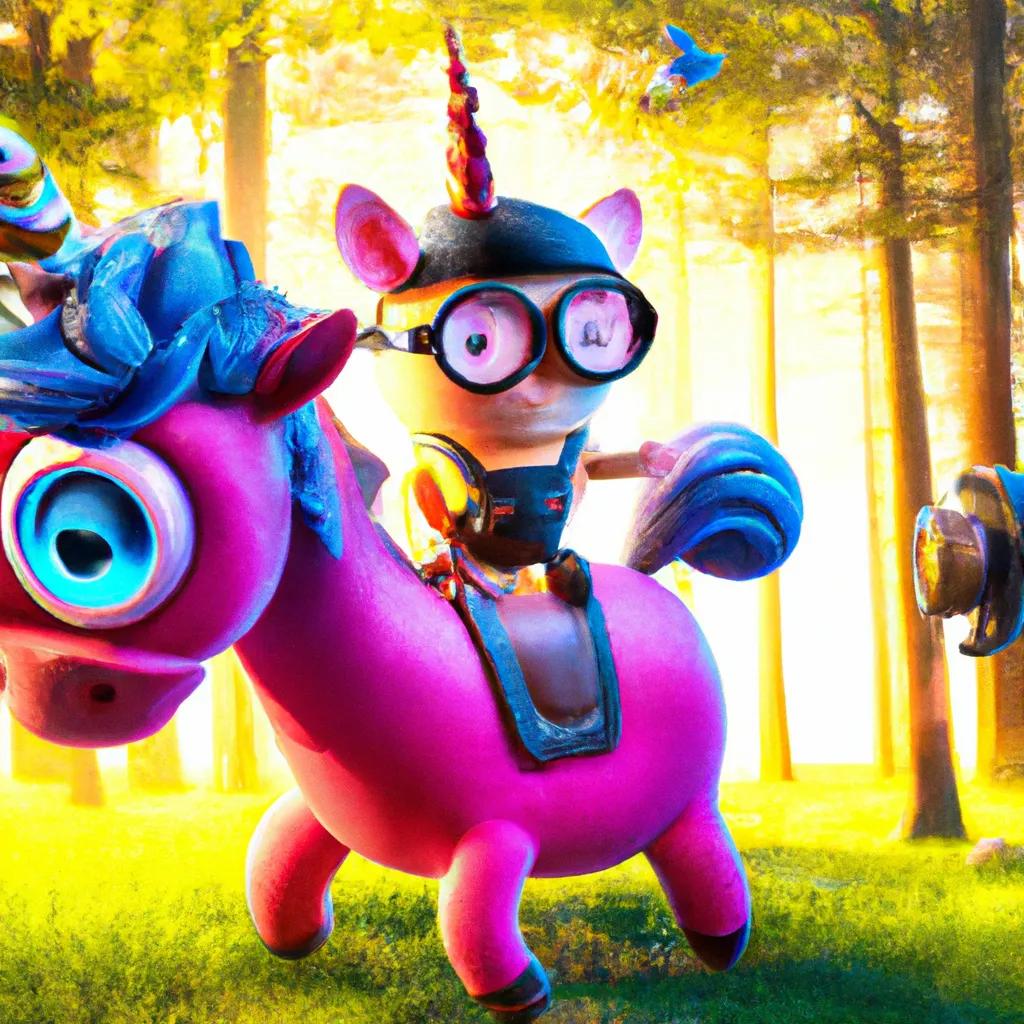 Cute 4d Portrait of a Cute Minion Ninja, riding a un... | OpenArt