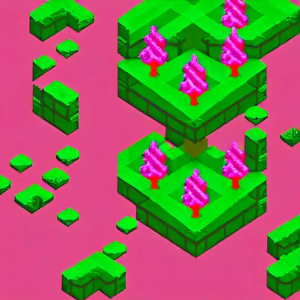 a pixel style picture of a pink fantasy forest, cent... | OpenArt