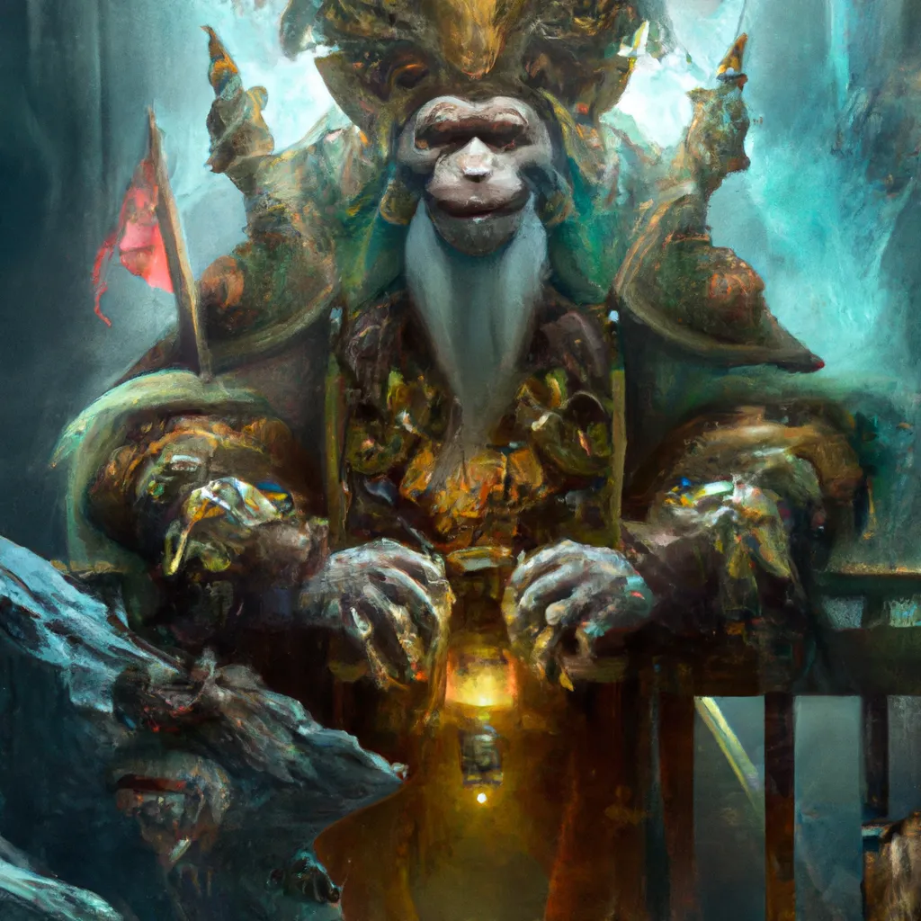 a cartoon monkey wearing a crown on his head, in the... | OpenArt