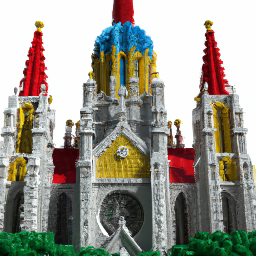 A cathedral made out of legos, primary colors, model... | OpenArt