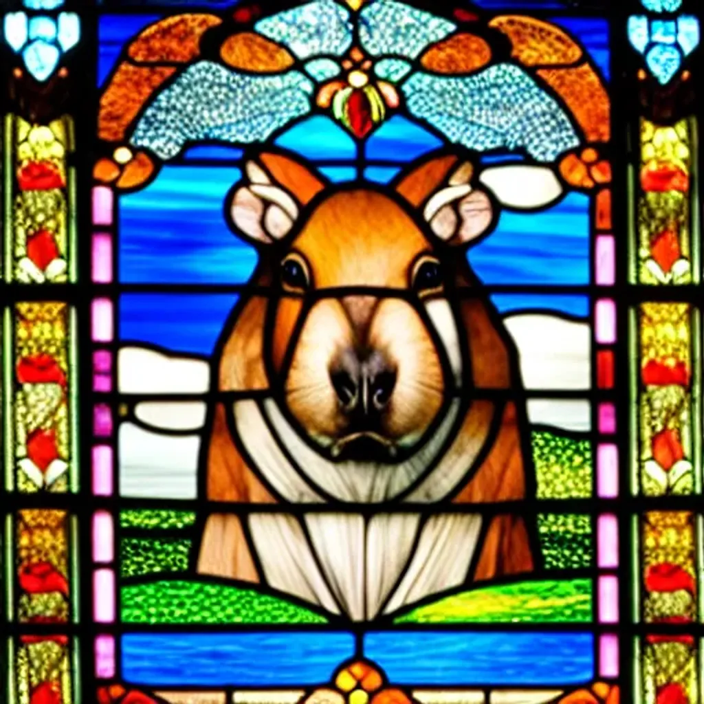 fanciful and surreal stained glass window of a holy... | OpenArt