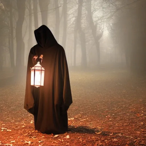 Suspicious Hooded Figure Walks In A Dark Park At Nig...