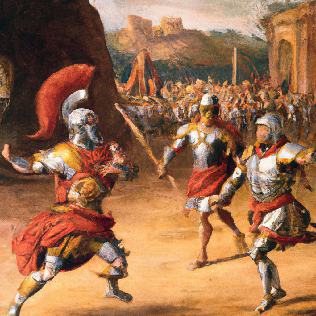 Gladiators,Rome, 80BC, Flemish style painting | OpenArt