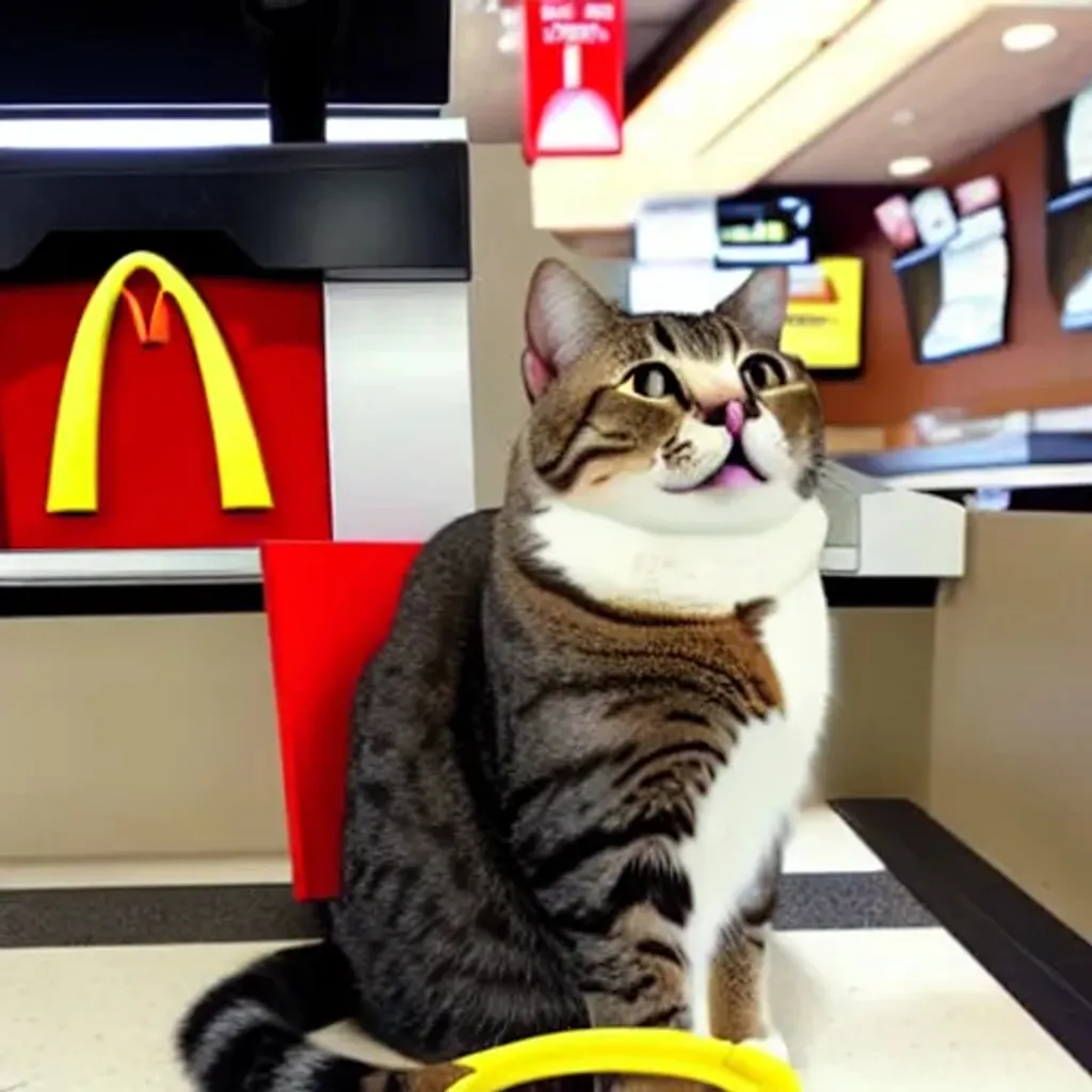 cat working at mcdonalds