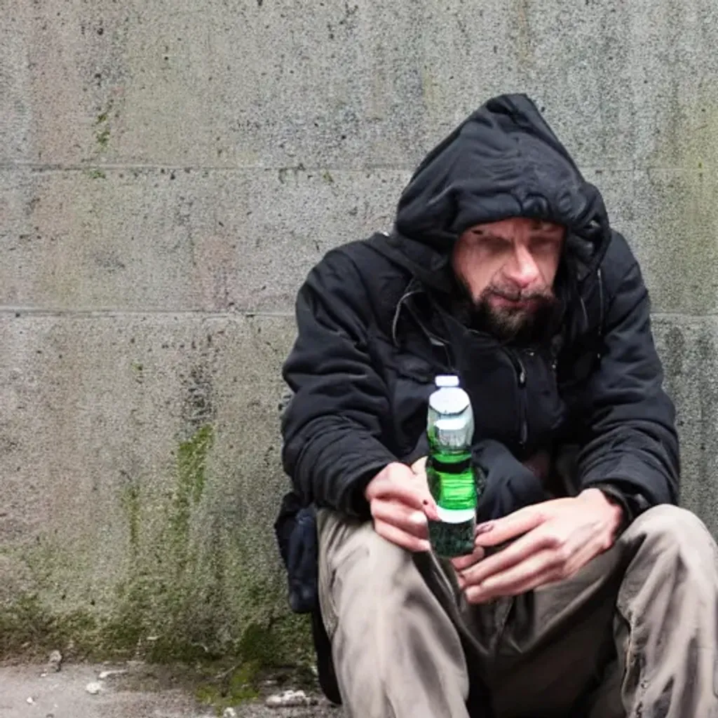 lean with promethazine drinking by homeless man in p... | OpenArt