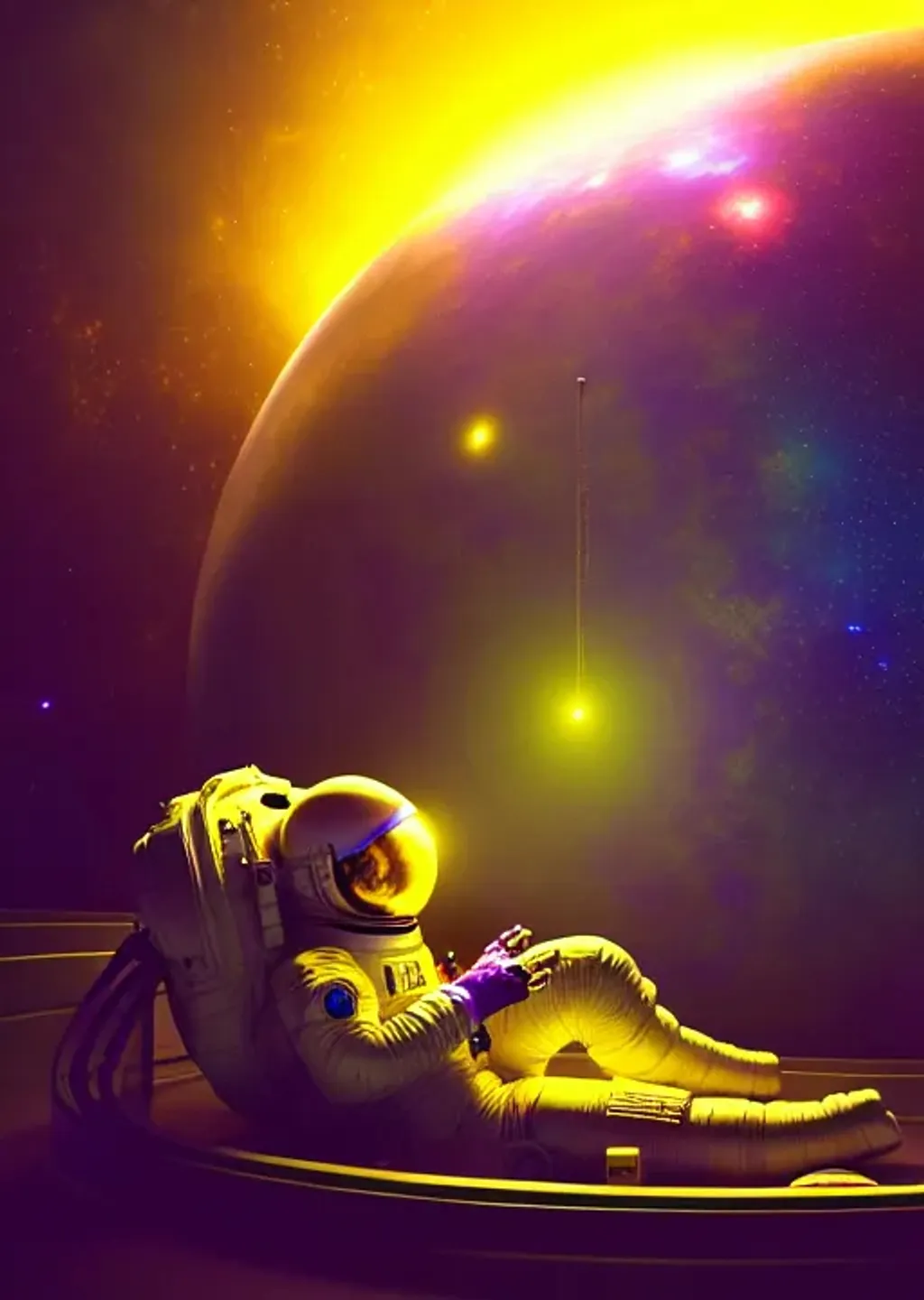 highly detailed digital art cosmonaut meditating in... | OpenArt