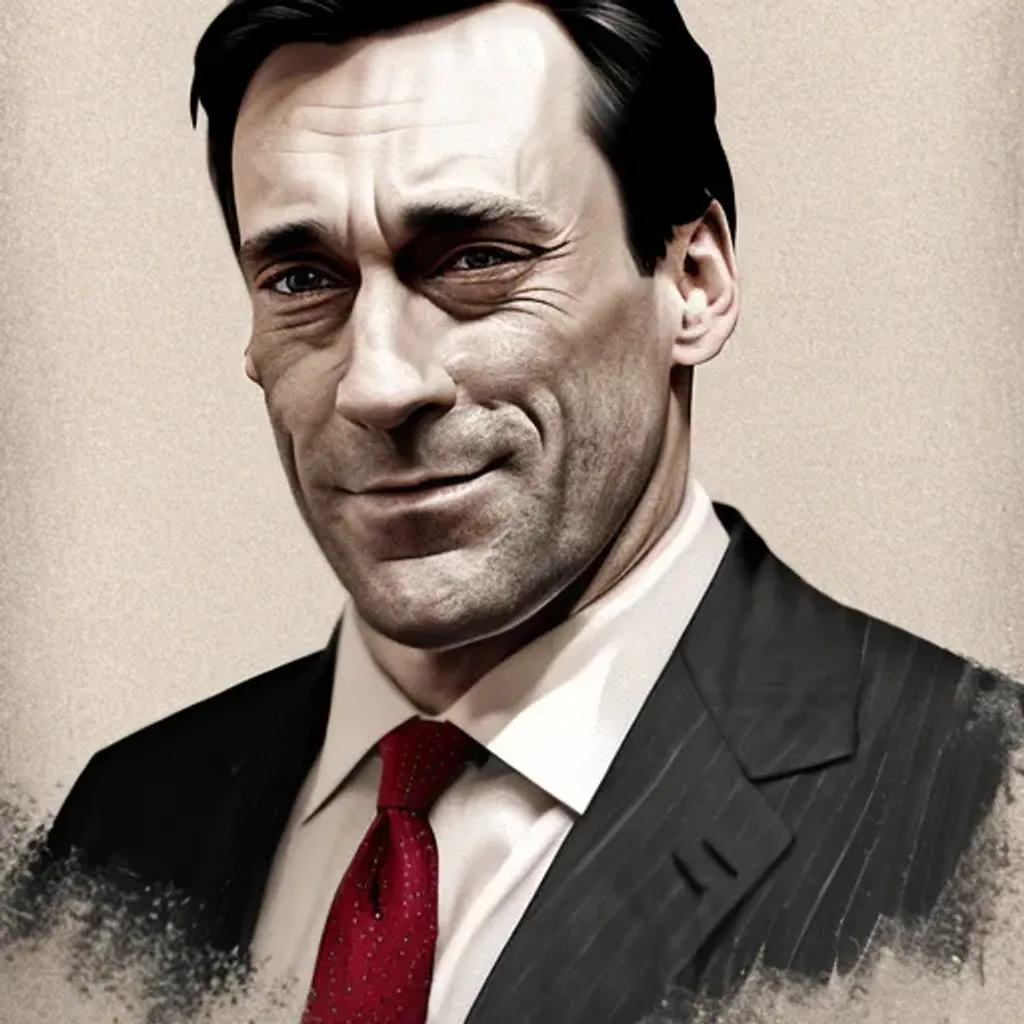 portrait of a John Hamm in a suit, photo realistic,... | OpenArt
