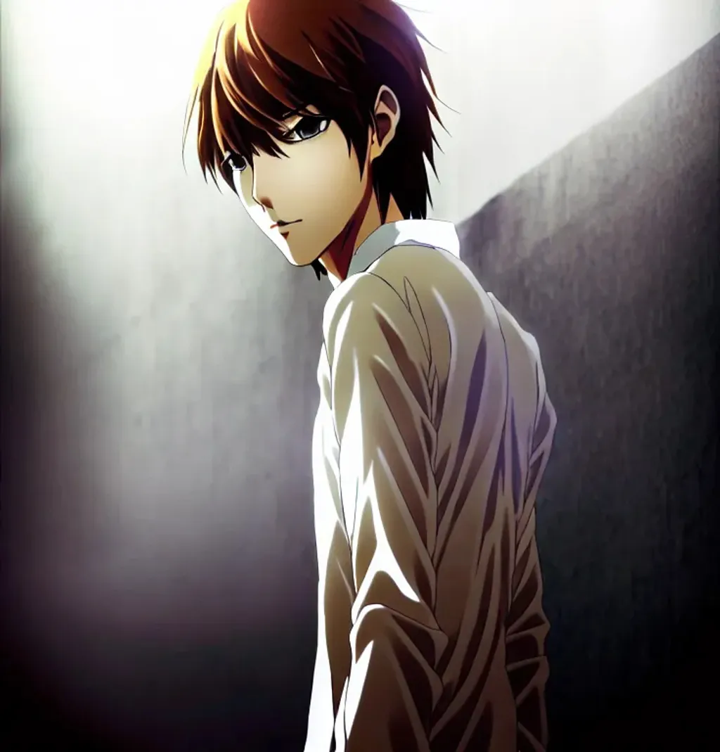 A photo of Light Yagami with brown eyes by Makoto Sh... | OpenArt