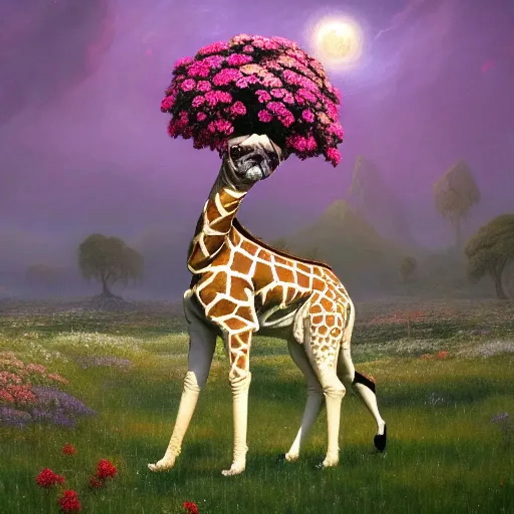 A Half pug, Half Giraffe creature from an alien plan... | OpenArt