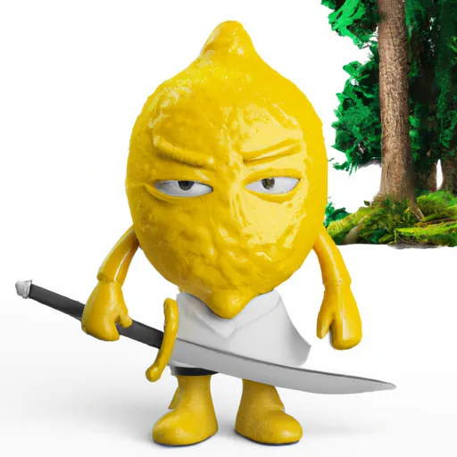 Lemon character at a forest holding a sword T-Shirt... | OpenArt