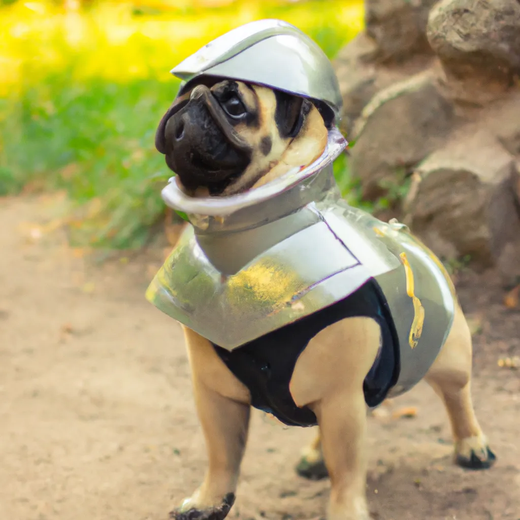 pug on a walk in knight armor | OpenArt