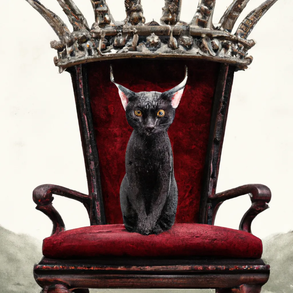 Cat with throne on her head, sitting on a throne, de... | OpenArt