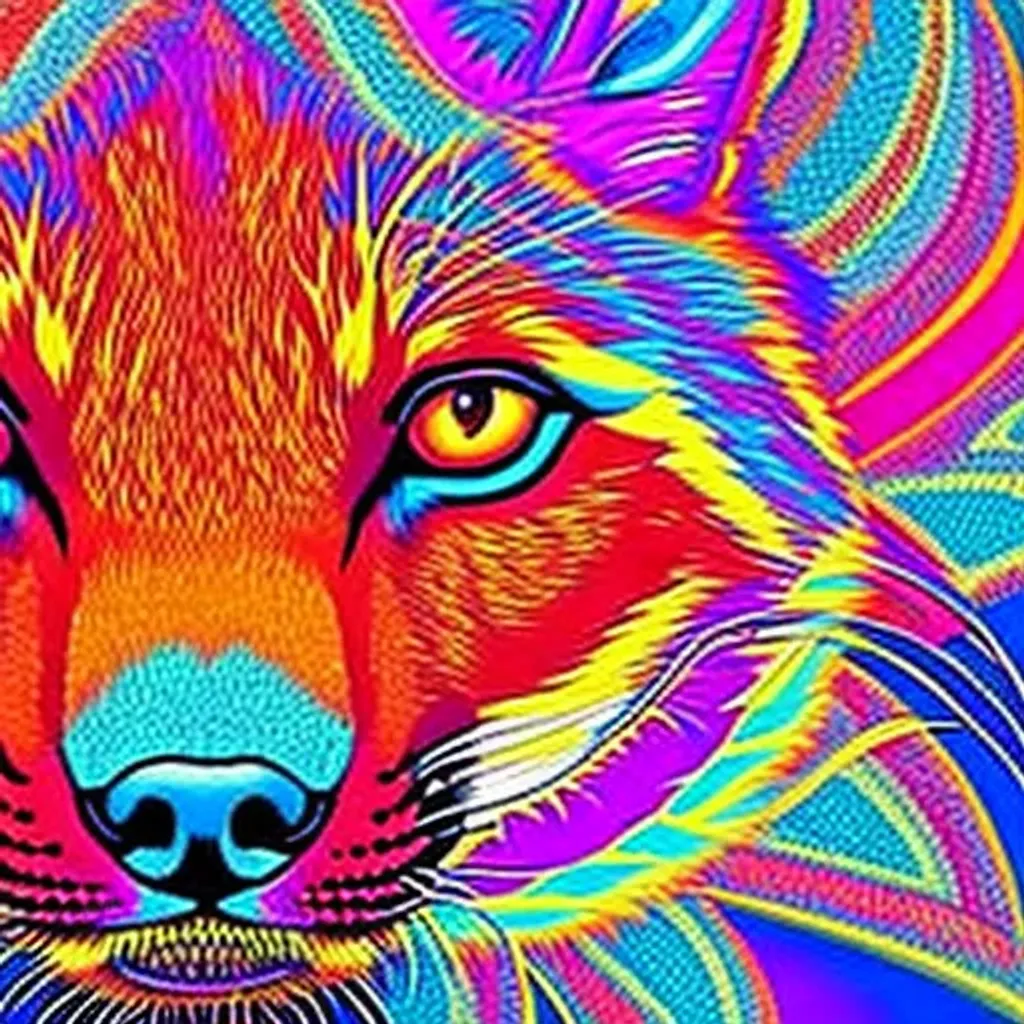 Psychedelic red fox, Psychedelic art | OpenArt