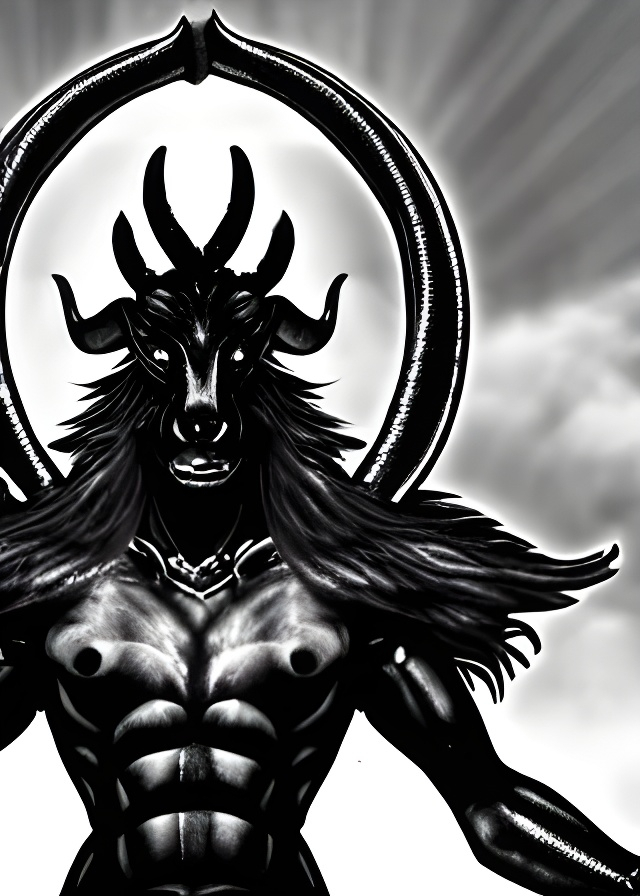 Splash art of baphomet-like anthro goat demon goddes... | OpenArt