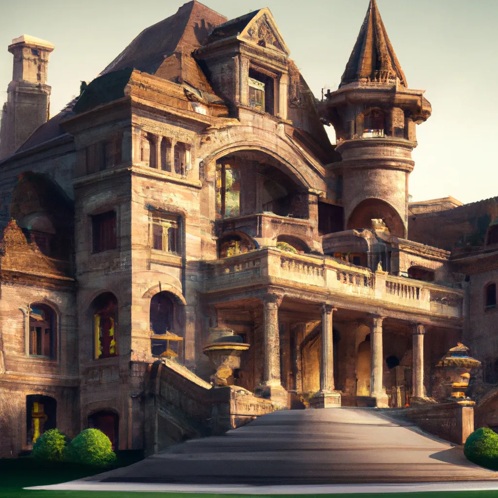 Real size luxury mansion made out of sandstone, real... | OpenArt
