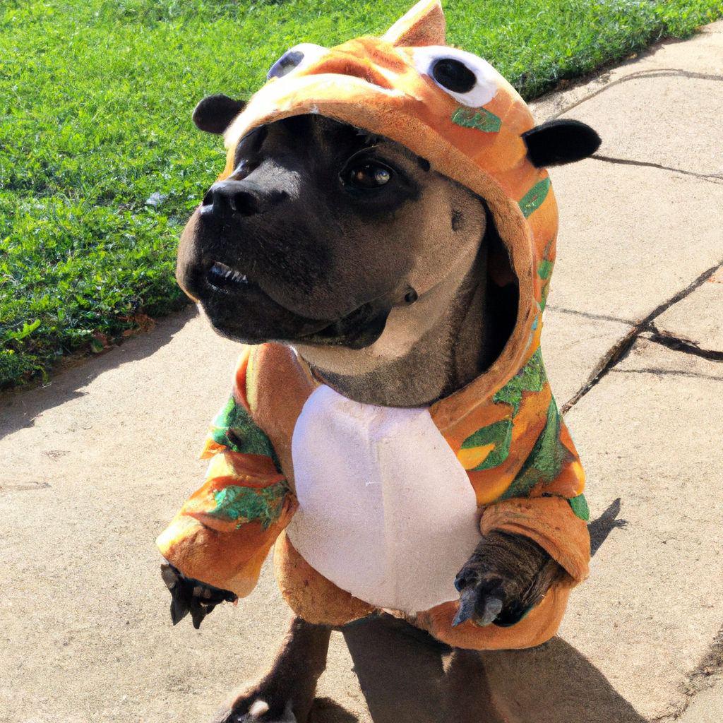 photo of a pug in t rex costume | OpenArt