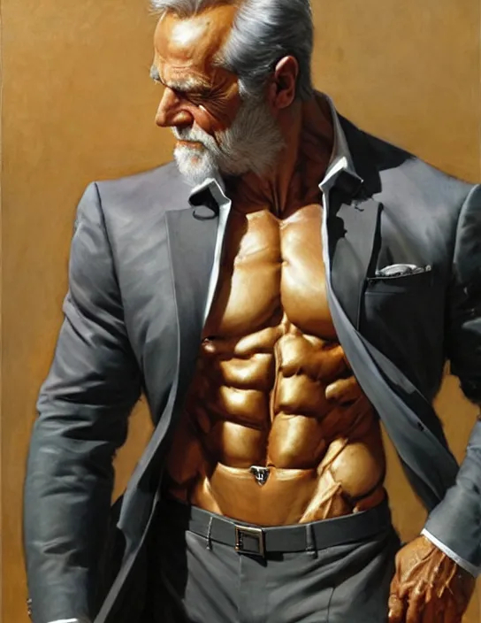bodybuilder cyborg in a business suit, detailed (age... | OpenArt