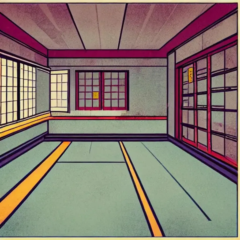 abandoned japanese school room, writing on wall, gar... | OpenArt