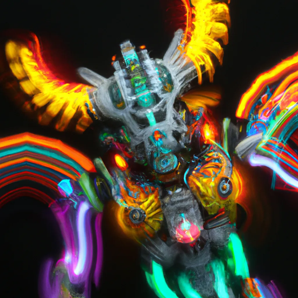 Psychedelic Cybertronic Droid, alebrije, leds, high... | OpenArt
