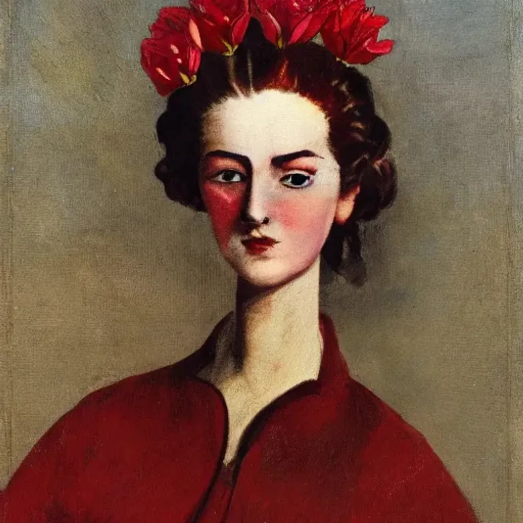 A Female Wearing A Red Flowers OpenArt