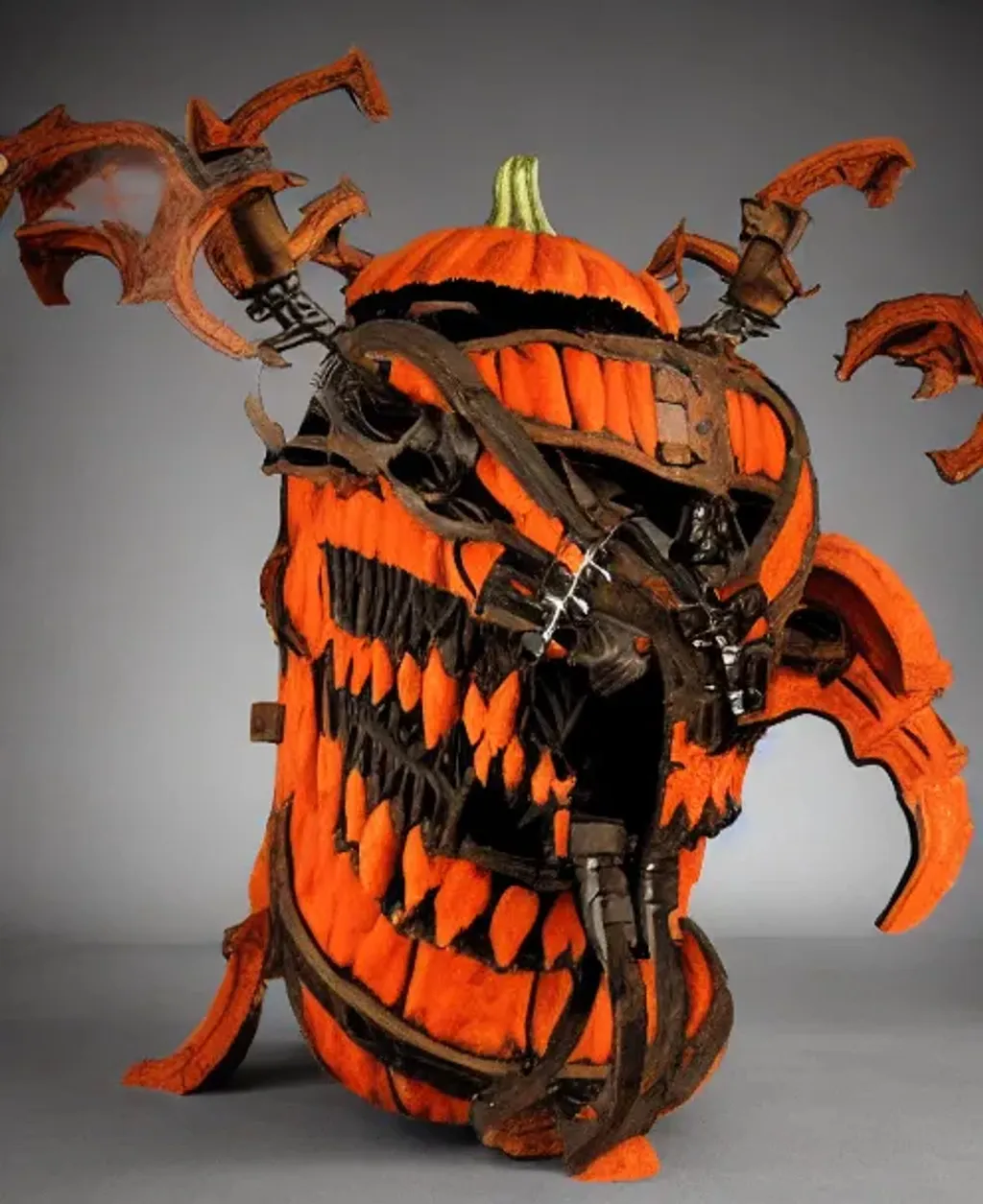 Calyrex-Shadow. Giger. Pumpkin Mech Terrorizing The... | OpenArt