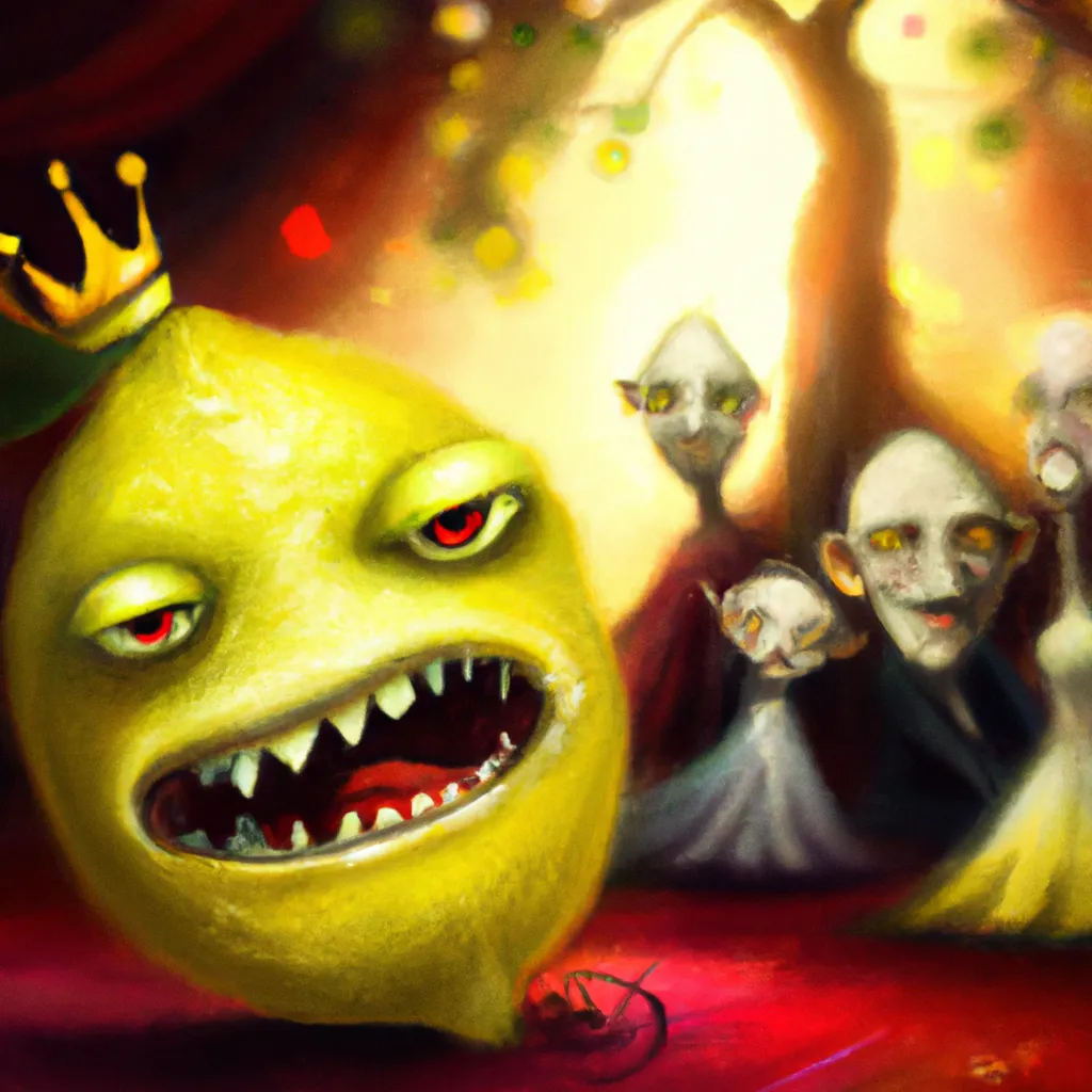 Face of a joking laughing lemon with sharp teeth and... | OpenArt