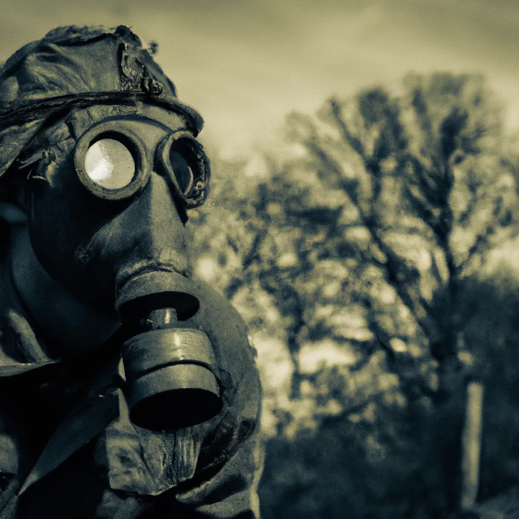 picture of a WW1 soldier, with a gas mask ,standing... | OpenArt