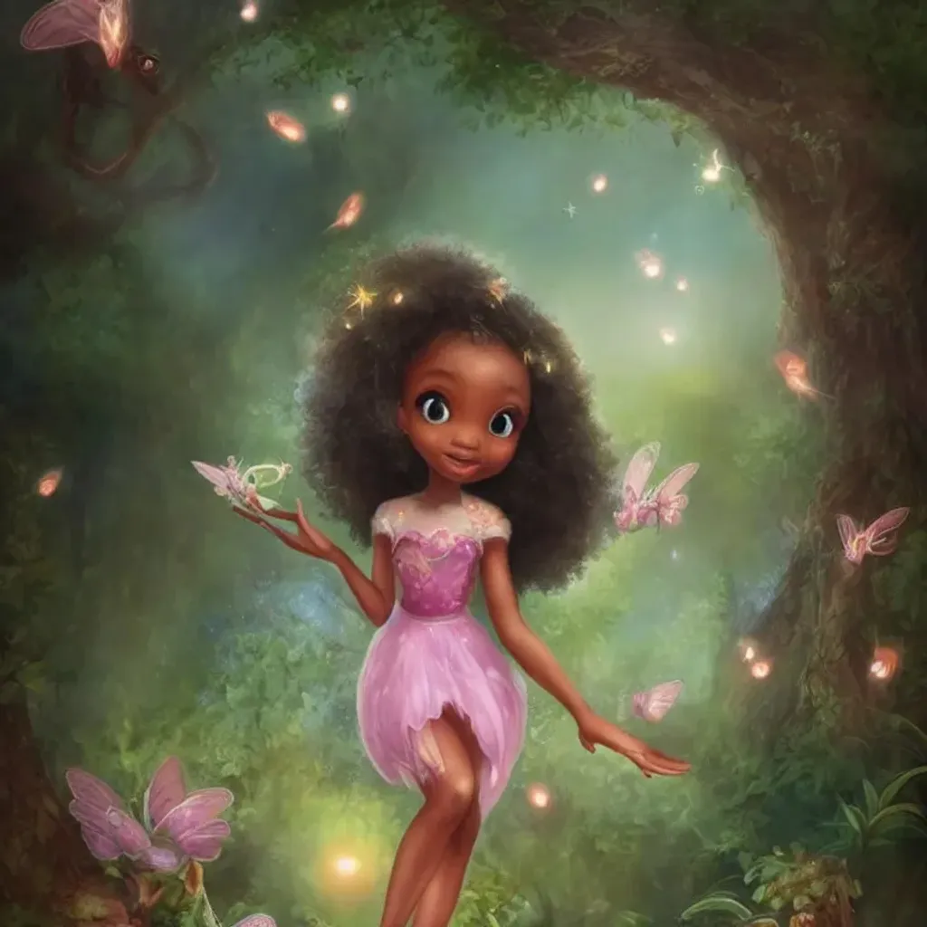 A little cute African American girl in an enchanting... | OpenArt