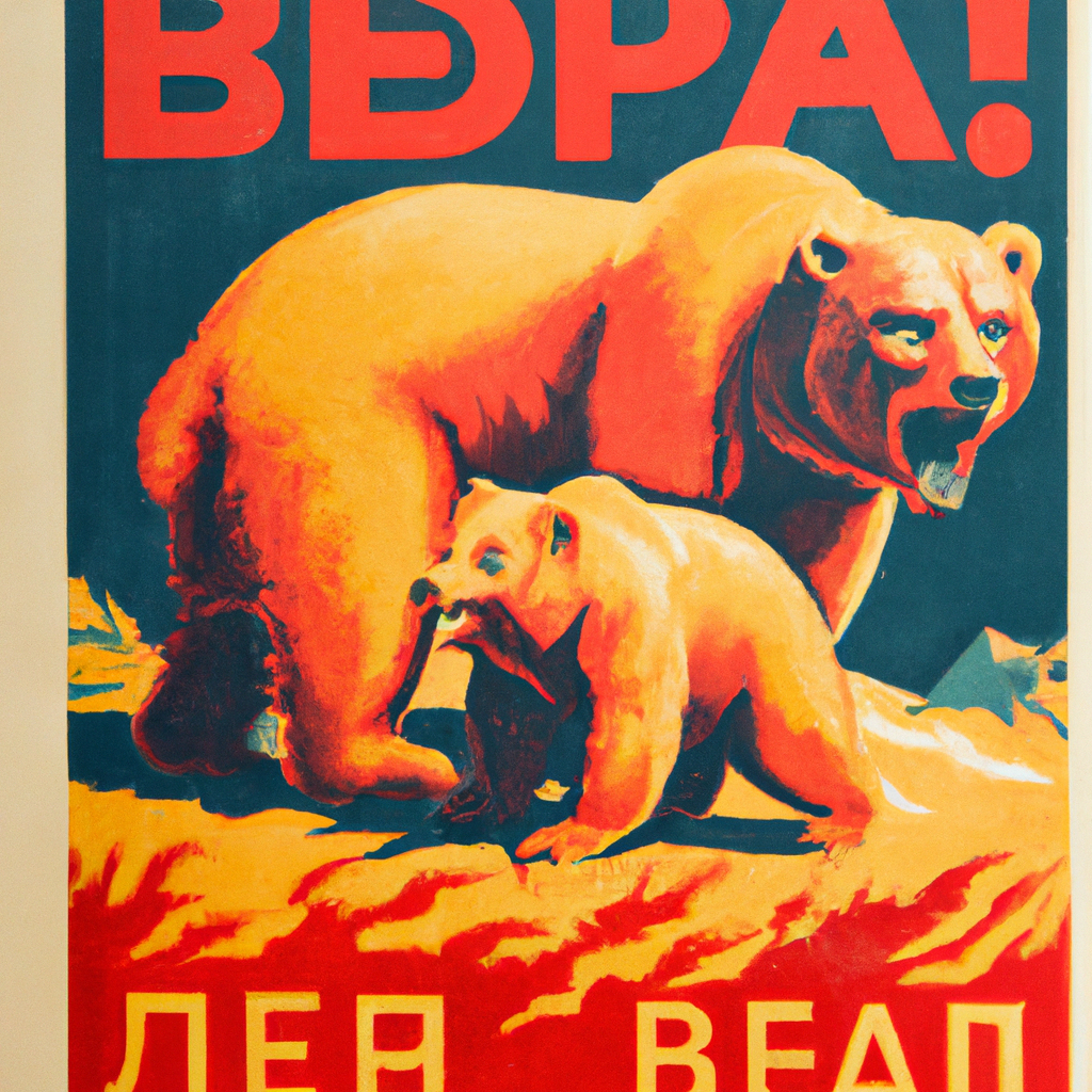 Vintage soviet propaganda posters about bears at war | OpenArt