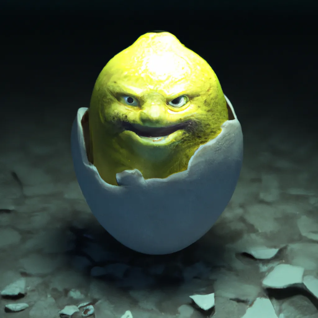 bumpy yellow lemon with screaming face, under spotli... | OpenArt